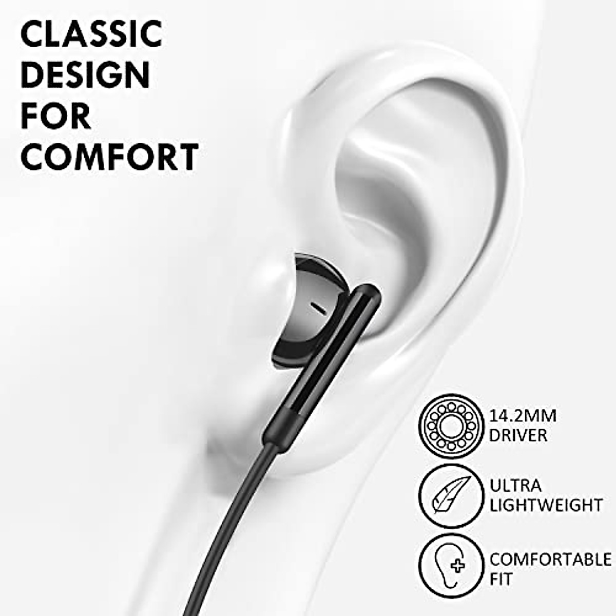 2 Packs of USB C Headphones, Type C Earbuds with Mic for Galaxy S22 Ultra Plus S21 S20, Pixel 6, OnePlus 10 Pro, iPad Pro Air Mini, USB-A to USB-C Adapter for Laptop Computer Use, White + Black