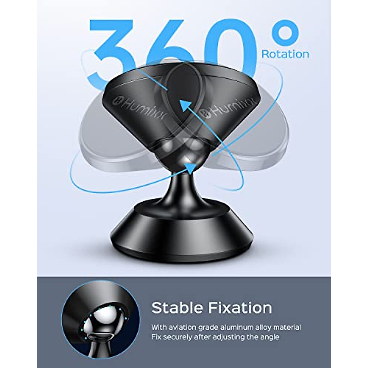 Humixx [8 Built-in Magnets] Car Phone Holder Mount Magnetic [Aviation-Grade Alloy] 360° Rotatable Universal Magnetic Cell Phone Mount for Car Phone Holder for iPhone Samsung Smartphones