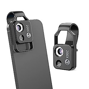 Microscope for Phone 200X Mini Universal Clip USB Pocket Microscope with Phone Microscope HD Optical Lens and Magnifying Digital Microscope for iPhone Android Phone with LED Ligth for Adult & Children