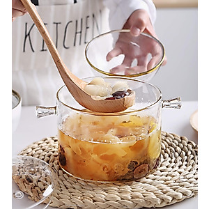 Jucoan 1.5L/50oz Glass Saucepan with Cover, Heat Resistant Stovetop Glass Cooking Pot with Lids for Pasta Noodle, Soup, Milk, Baby Food, Glass Cookware Gift for Housewarming, Wedding, Birthday