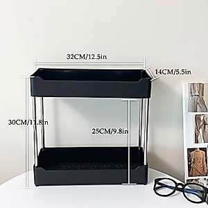 FIZZOQI Two Layers of Black Storage Shelf Display Rack Multifunctional Kitchen Finishing Rack Minimalist Desktop Rack Dormitory Makeup Finishing Rack
