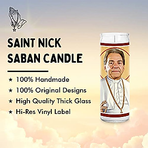 Saban Celebrity Prayer Candle - Funny Saint Candle - 8 inch Glass Prayer Votive - 100% Handmade in USA - Novelty Celebrity Gift