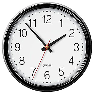 Wall Clock, 12-Inch Silent Non-Ticking Easy to Read, Quartz, Battery Operated, Analog, for Classroom, Office, Kitchen, Bedroom,