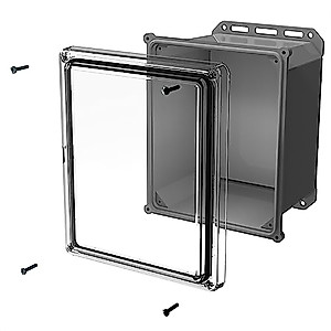 Serpac I352S,TCBG (10.23 x 11.75 x 7.46 in) Polycarbonate IP67 Waterproof UL 508A Plastic Project Junction Box Enclosure with Clear Top Screw Entry Cover and Gray Bottom