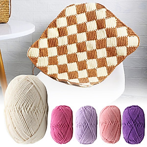 Wool Yarn for Knitting, Knitting Wool Yarn Professional Ultra Soft Needlework DIY 4Ply Milk Cotton Crochet Knitted Yarn for Home (Beige)