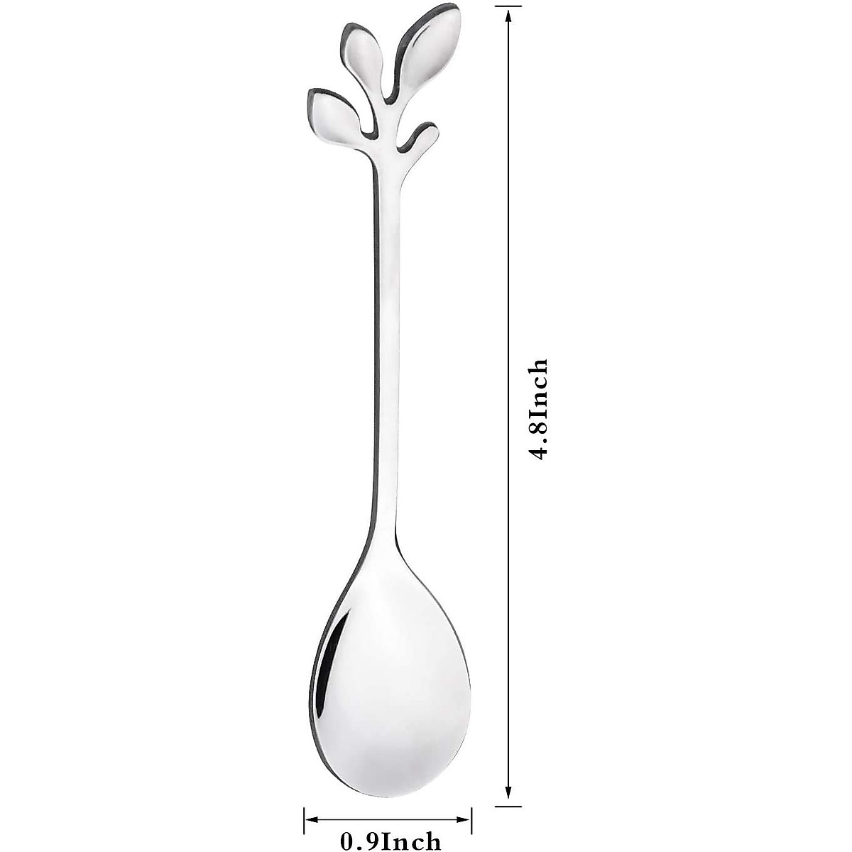Stainless Steel Leaf Coffee Spoon, SZBAIDEKJ 10 Pcs Creative Tableware Dessert Spoons, Stirring, Mixing, Sugar, Stir, Ice Cream Teaspoon Set (Silver)