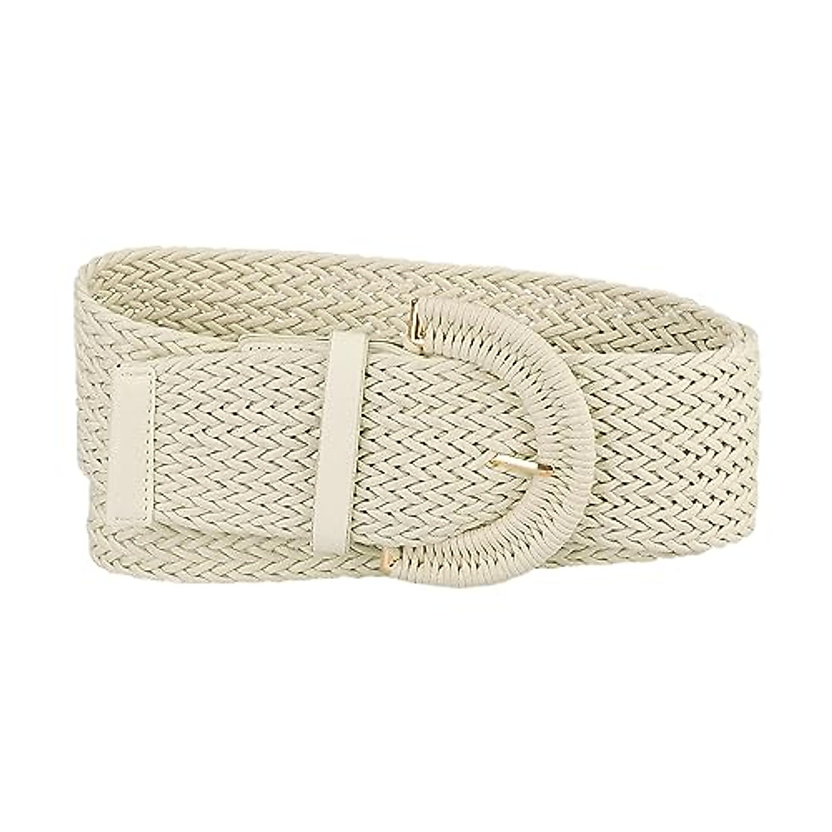 Allegra K Womens Wide Woven Waist Belts Braided Belts for Dress Chunky Buckle 60-90cm/23.62-35.43" White