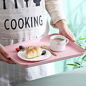 Fast Food Trays 10x14 Wheat Straw, Rectangular Serving Platter, Lunch Dinner Tray, Cafeteria Trays for Appetizer Snack Cafe Tea Outdoor Party, Dishwasher Safe (Green)