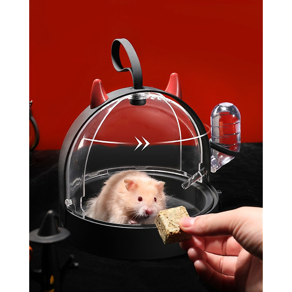 Portable Travel Small Animal Carrier Cage with Water Bottle, Breathable Small Pet Outgoing Bag Case for Hamster Sugar Glider Gerbil Hedgehog Squirrel Lizard Bird Ferrets Chinchilla Guinea Pig
