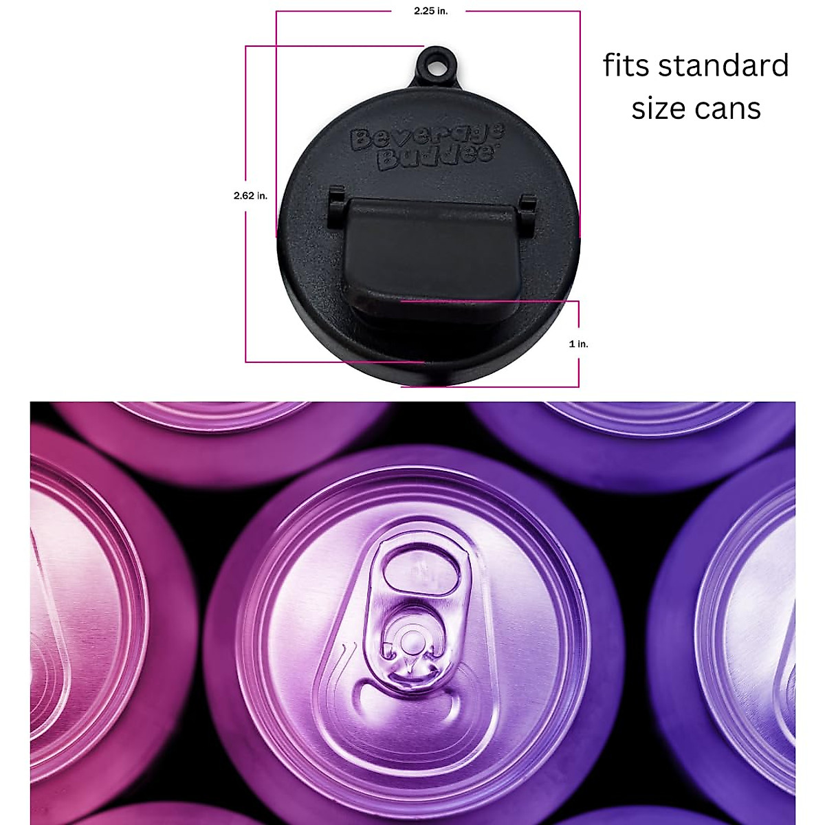 Beverage Buddee Can Cover - Best Can Cover For Standard Size Soda/Beer/Energy Drink Cans - Made In The USA - BPA-PCB Free - 4 pack (Black)