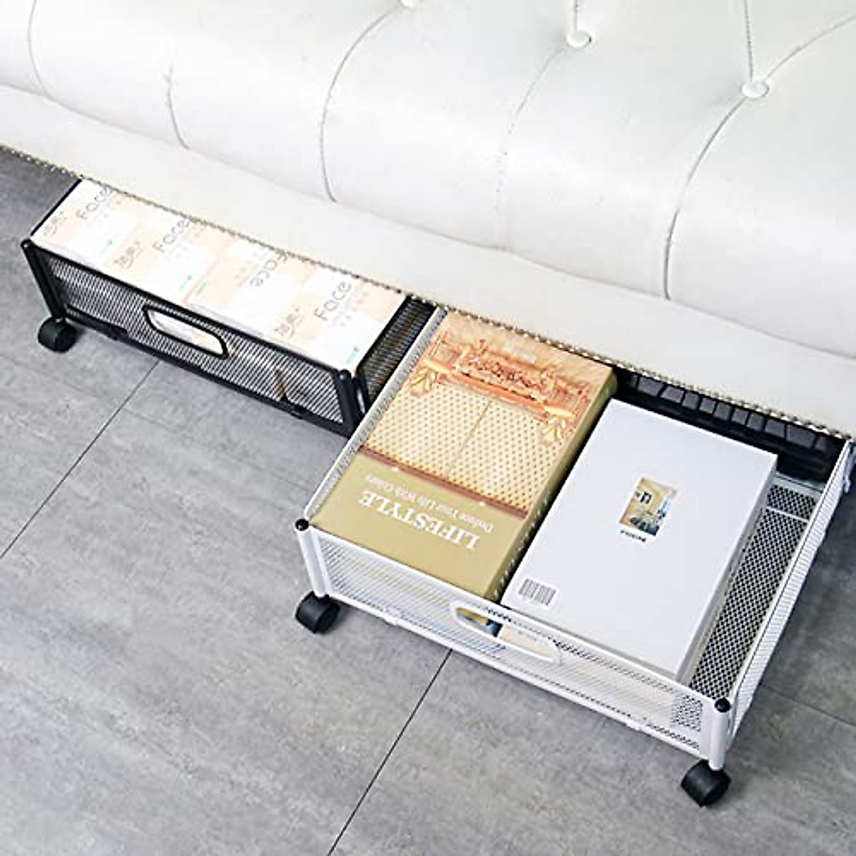 OXBZKMY Under Bed Clothing Storage with Wheels, Foldable Under Bed Shoe Storage Organizer Drawers, Under the Bed Storage Rolling Cart for Bedroom Clothes Shoes Blankets