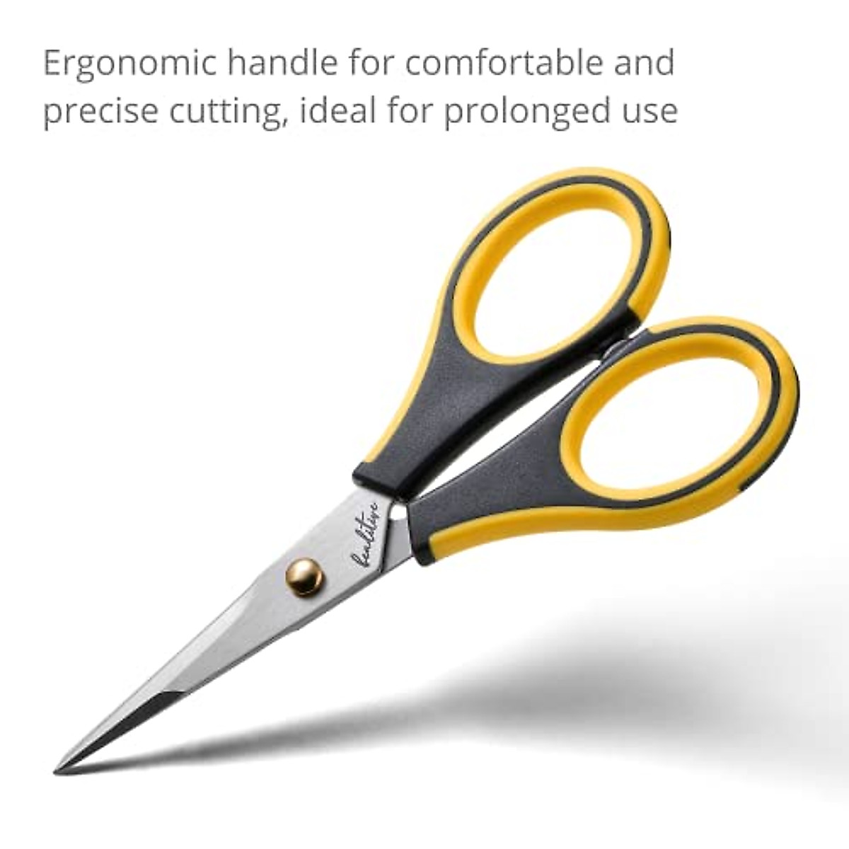Beaditive Precision Craft Scissors - Stainless Steel Paper Crafting Scissors With Safety Cap - Ultra Sharp Blades & Non-Slip TPR Handles - Adult & Kid Scrapbooking Scissors For Home, Office, School
