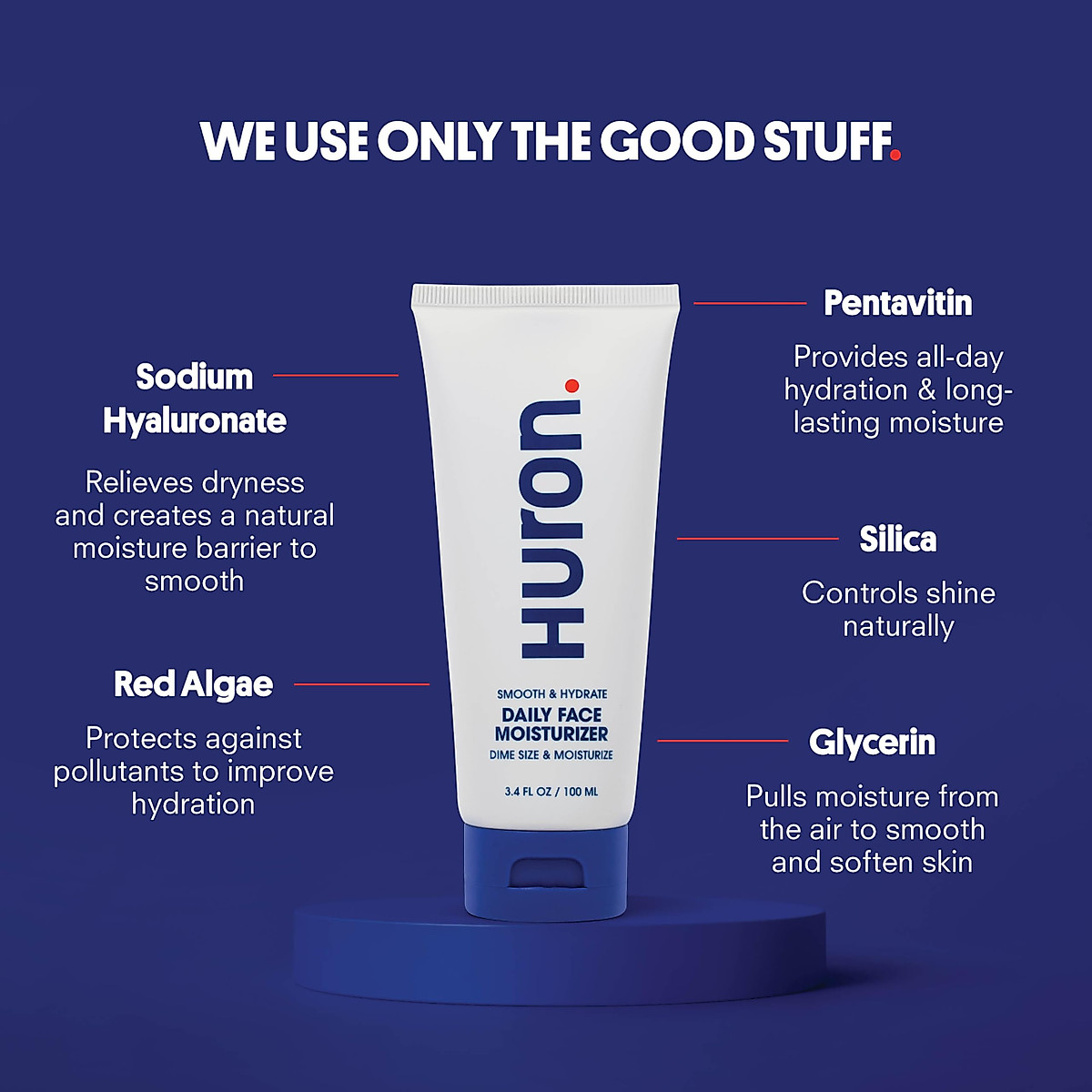 Huron Men’s Face Moisturizer – Lightweight, Soothing, Cooling Face Lotion for All-Day Lasting Hydration – Vegan, Phthalate Free, Sulfate Free, Paraben Free – 3.4 Fl Oz