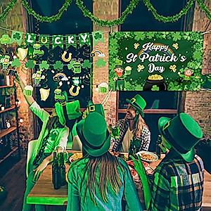 St Patricks Day Decorations, St Patricks Day Banner Decor, Large Saint Patricks Day Shamrock Photography Backdrop, 16.4FT St Patricks Day Garland, Hanging Swirls Irish Ornament for Garden Party Patio