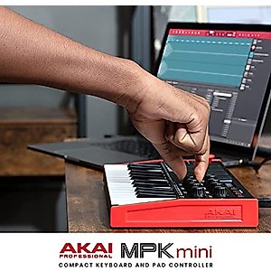 AKAI Professional MPK Mini MK3 - 25 Key USB MIDI Keyboard Controller With 8 Backlit Drum Pads, 8 Knobs and Music Production Software Included