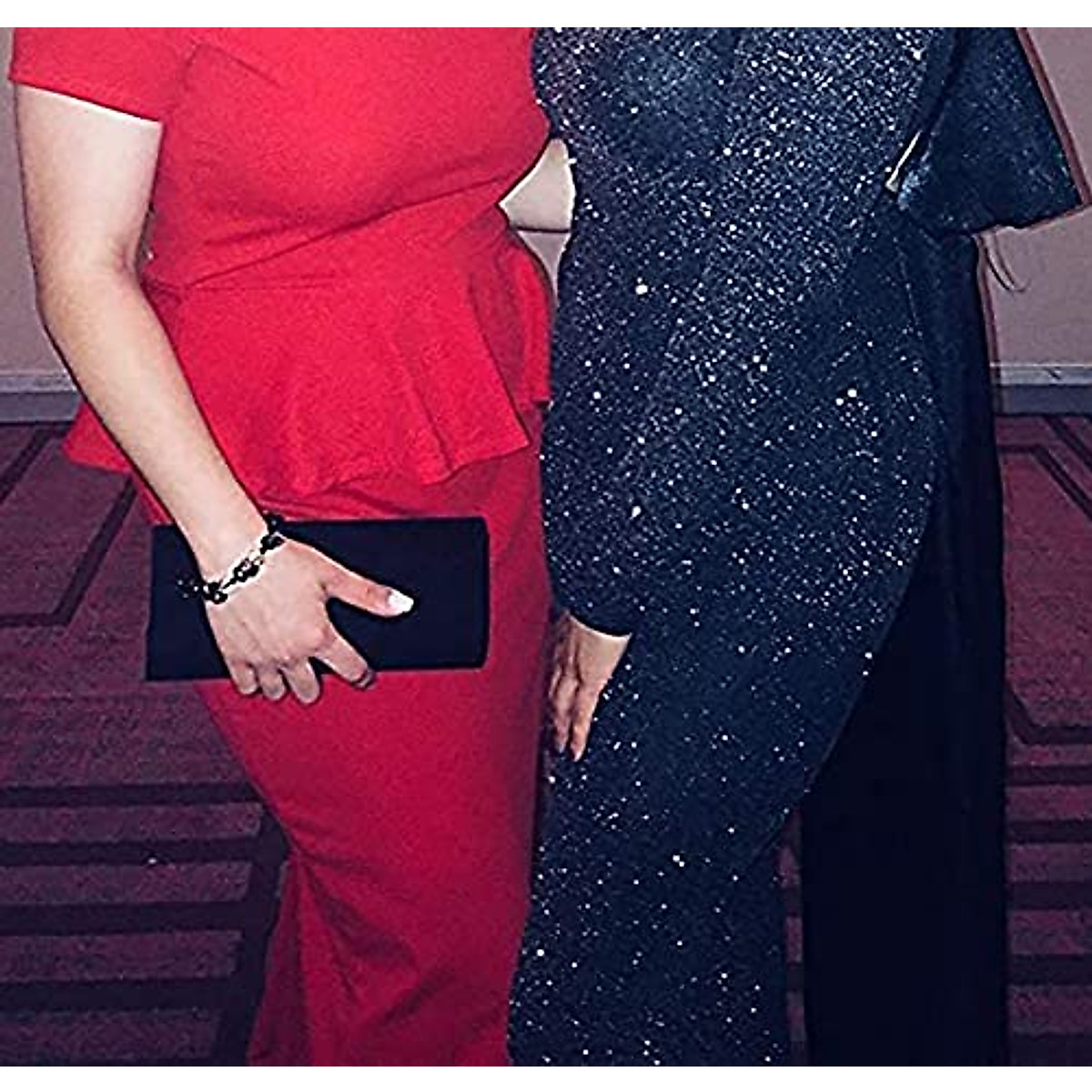 Women Evening Bag Clutch Purse,lovyoCoCo Handbag With Detachable Chain Strap for Wedding Cocktail Party Velvet Solid Color (Black)