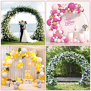 Fikowo Metal Balloon Arch, Round Arch Backdrop Stand 8 FT(2.5M) Large Golden Circle Arch Frame with Base for Birthday, Wedding, Party, and Baby Shower Photo Background Decorations (Gold)