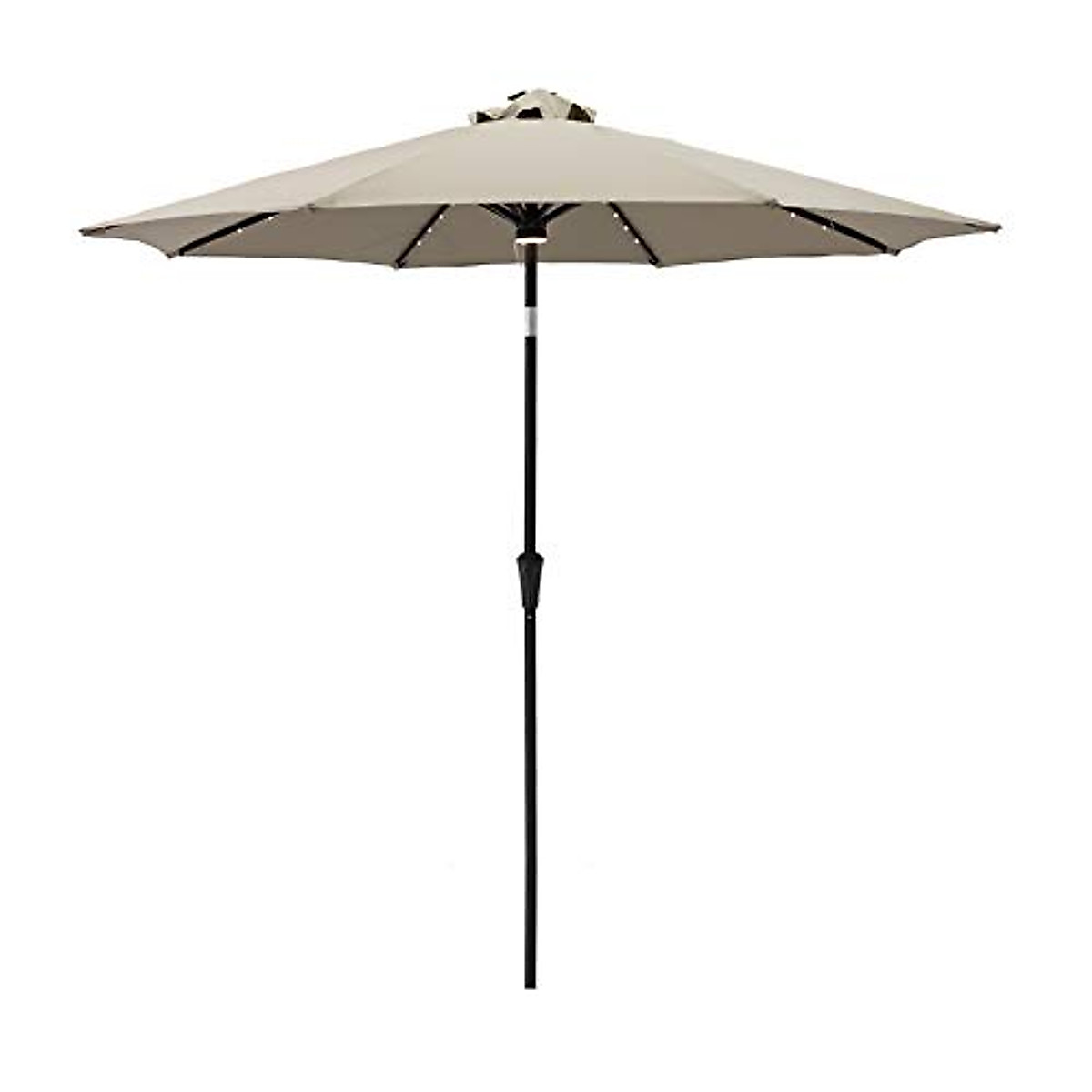 uHousDeco 9 ft Solar LED Patio Umbrella Umbrella, Auto Control and Rotatable Design Taupe