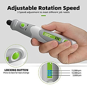 Huepar Tools Mini Cordless Rotary Tool 4V, 3-Speed Rotary Tool 5000-15000RPM with 58 Pcs Accessories, USB Charging Rotary Tool Kit for Sanding, Polishing, Drilling, Cleaning, DIY Crafts-RT4 Basic