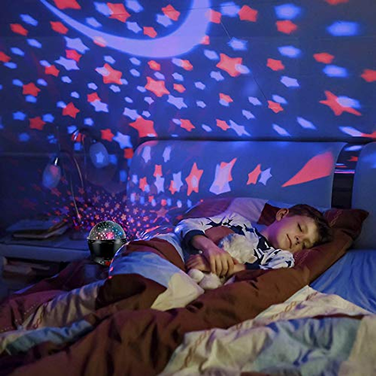 MOKOQI Star Projector Night Lights for Kids with Timer, Toys for 2-5-14 Year Old Boys Room Lights for Kids Glow in The Dark Stars Moon for Child Sleep Peacefully, Birthday Gifts for Boys-Black