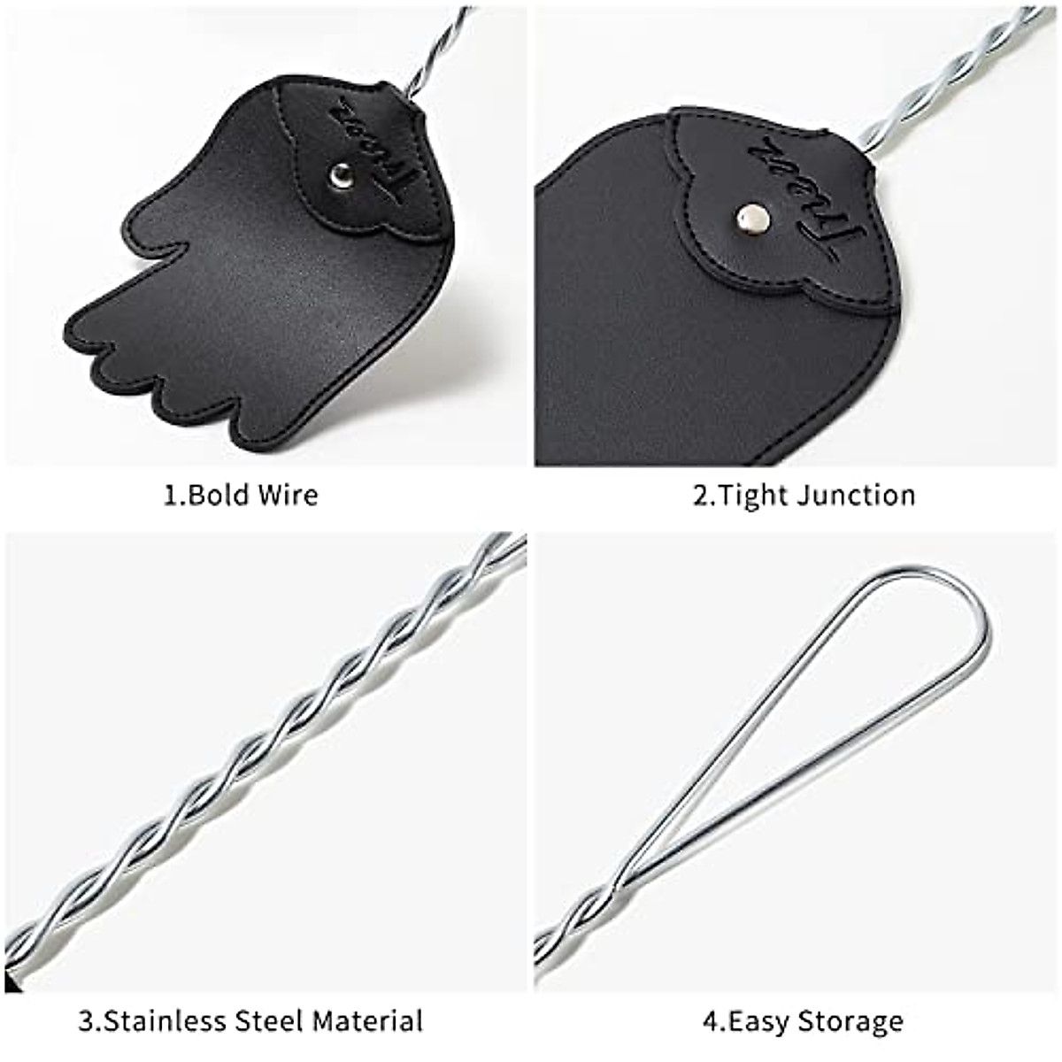 Trieez 17.5" Sturdy Leather Fly Swatter - Heavy Duty Flyswatter with Durable Metal Handle, Funny Hand Shaped