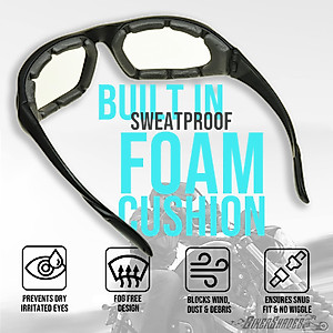 Bikershades Motorcycle Safety Transitional Photochromic Day Night Sunglass Women Black Orange Frame