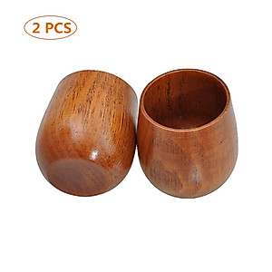 Ecloud Shop 2PCS Handmade Natural Solid Wooden Water Tea Cup Durable and Elegant 100ml