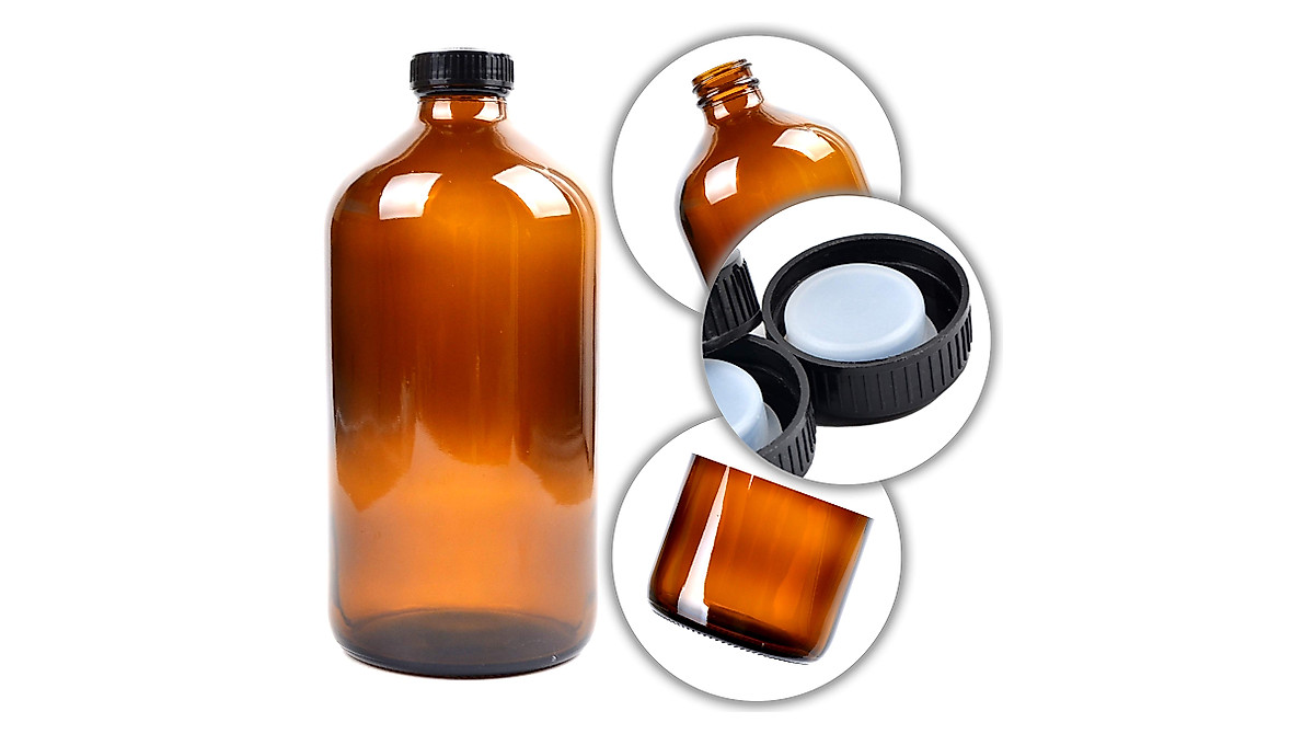 Youngever 3 Pack Amber Glass Bottles - Perfect for Fermentation