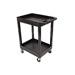 LUXOR SEC11-B 24" x 18" Plastic Utility Tub Cart - Two Shelf-Black