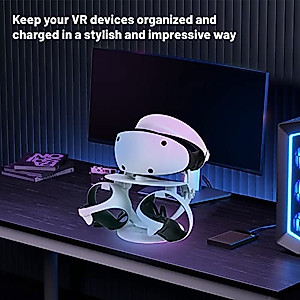 LanPavilion Charging Stand for Oculus Quest 2/Meta Quest 2 Headset, PSVR2 Controllers - Stylish Black Hole Design with RGB Lighting, Compatible with Quest 2, PS VR2, Meta Quest Pro, Pico 4