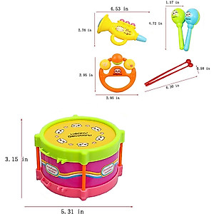 Toddler Musical Instruments Toys, Baby Maracas Shakers Percussion Mini Drum Set for Toddlers Preschool Boys and Girls（Random Color）