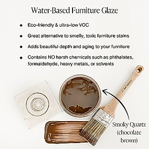 Furniture Glaze - Antique Patina Special Effects Glaze for Chalk Style Furniture Paint, Eco-Friendly Wood Stain, 6 Color Choices - Smoky Quartz [Chocolate Brown] - (4 oz)