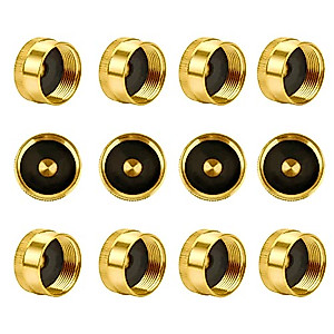 Hooshing 12PCS Solid Brass Refill 1 LB Propane Bottle Cap Gas Tank Cylinder Protect Sealed Cap for Outdoor Camping Stove Cooking BBQ