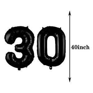 ZSNWGZ Sweet 30th Birthday Decorations Party Supplies,Black Number 30 Balloons,30th Foil Mylar Balloons Latex Balloon Decoration,Great 30th Birthday for Girls,Women,Men,Photo Props