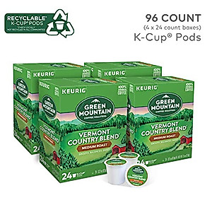 Green Mountain Coffee Roasters Vermont Country Blend, Single-Serve Keurig K-Cup Pods, Medium Roast Coffee,24 Count (Pack of 4)