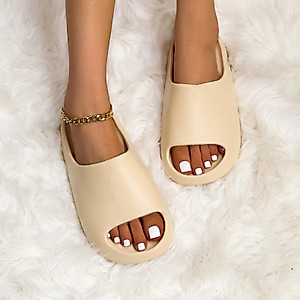 Unisex Pillow Slippers Slides for Women and Men, EVA Comfort Super Soft Quick Drying Rubber Shower Cloud Slides, Lightweight Spa Massage Summer Sandals for Adult Couples Indoor and Outdoor