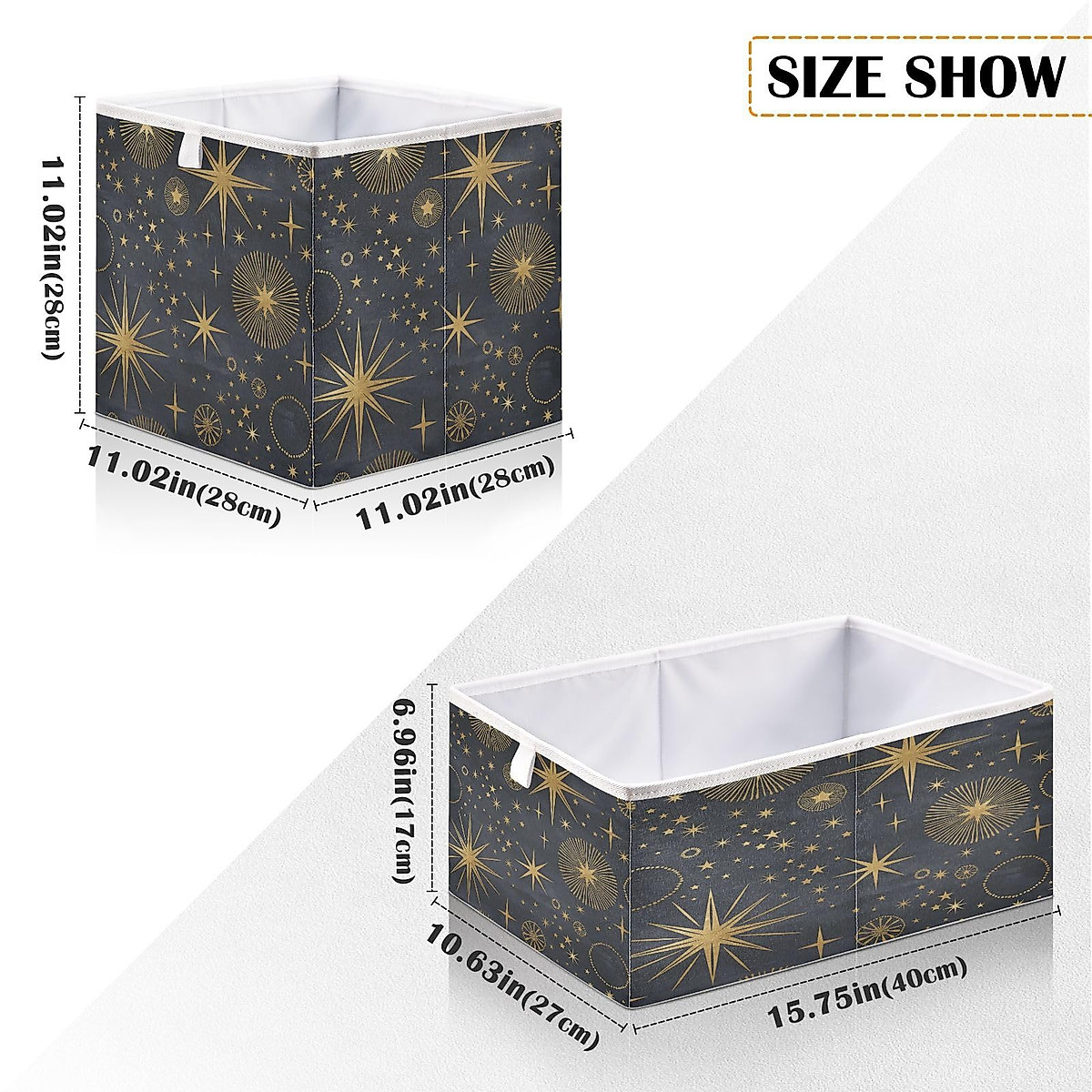 Kigai Celestial Cube Storage Bins - 11x11x11 In Large Foldable Storage Basket Fabric Storage Baskes Organizer for Toys, Books, Shelves, Closet, Home Decor