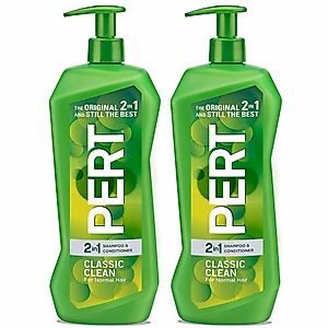 Pert Haircare - Classic Clean - 2 in 1 Shampoo & Conditioner - Net Wt. 33.8 FL OZ (1 L) Per Bottle - Pack of 2 Bottles