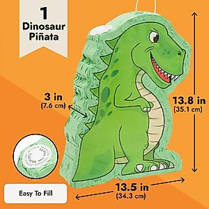 BLUE PANDA Dinosaur Pinata for Boys Birthday Party Supplies, Fun Dino Decorations, Green (Small, 13.8 x 3.0 x 13.5 in)