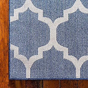 Unique Loom Trellis Collection Modern Morroccan Inspired with Lattice Design Area Rug, Runner 2' 0" x 6' 1", Dark Blue/Navy Blue