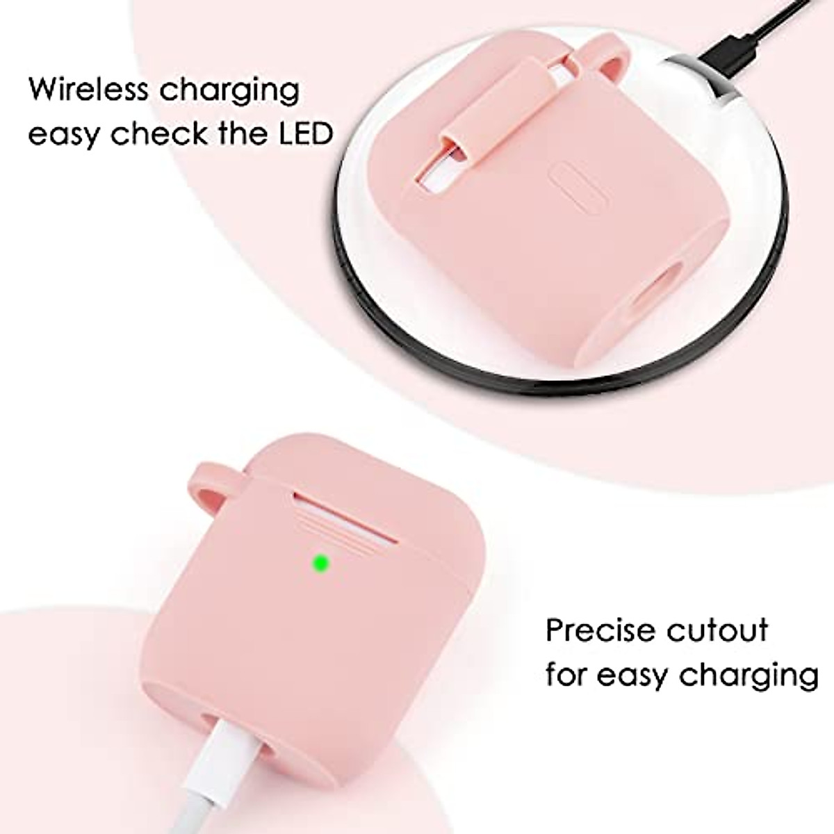 Filoto Airpods Case, Cute Apple Airpod 2nd 1st Generation Cover for Women Girls, Silicone Protective Airpods 2/1 Case with Bling Bracelet Keychain (Bling Pink)