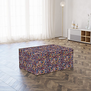 Ambesonne Ethnic Foldable Mattress, Mosaic Bohemian, 74.8" x 35.4", Multicolor