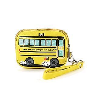 Yellow School Bus Canvas Wristlet One Size