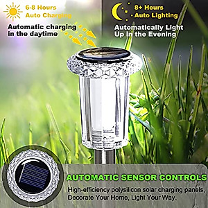 HENRE Solar Pathway Lights Outdoor Waterproof IP65- Stainless Steel Solar Outdoor Lights, Solar Lights for Outside Yard Walkway Patio Garden Decorative, Cool White (6PK)