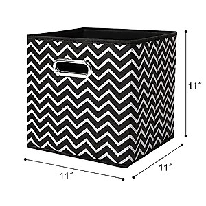 Yunkeeper 11 Inch Cube Storage Bins, Fabric Cube Organizer Bins with Handle, Foldable Cube Bins for Cloth or Accessary Storage, 11x11x11 Set of 3 (Black Wave)