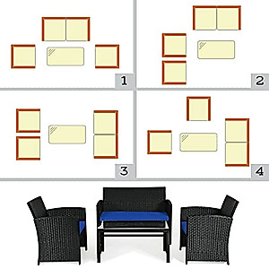 LIRUXUN 8pcs Patio Rattan Furniture Conversation Set Cushion Sofa Table Garden Loveseat Coffee Table