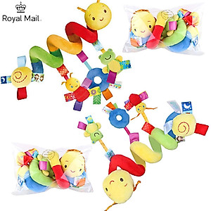 ifundom Car Seat Toys, Toys for Car Seat Crib Mobile Bed Around Rattle Bell Cartoon Insect Stroller Hanging Stuffed Wrap Spiral Safety Plush Toys for Crib Bed Stroller Car Seat Bar