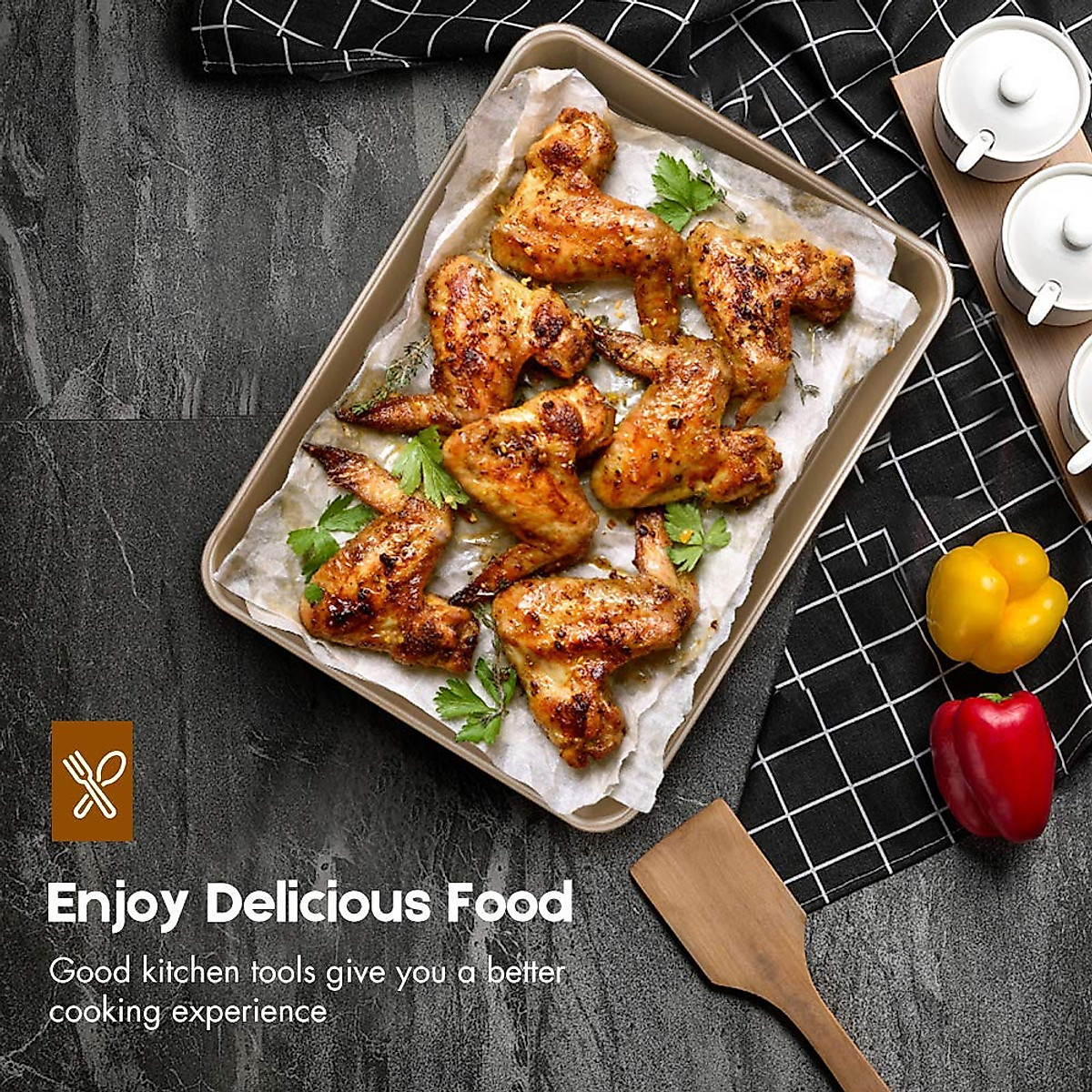 AMAGABELI GARDEN & HOME Baking Pan Cookie Sheets set of 3 Tray 9/11/13 Inch Cookie Sheets for Baking Oven Roasting Pan Barbeque Grill Pan Jelly Roll Pan Nonstick Bakeware Premium BG286