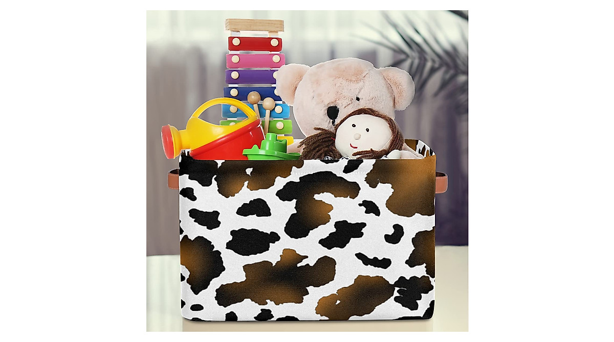 Large Zebra Print Storage Baskets for Toys & More | Collapsible & Durable
