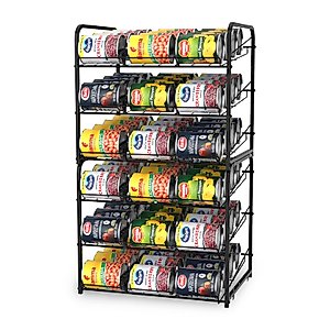 HAITRAL 2 Pack Can Rack Organizer, 3 Tier Stackable Can Storage Dispenser Holder, for Food Storage, Countertops or Kitchen Cabinets, Storage for 36 Cans (Each), Black